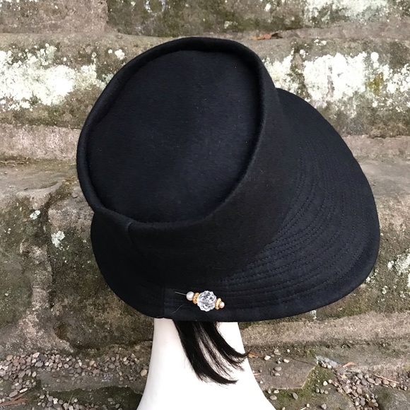 Accessories | Vintage Womens Felt Wide Brim Hat Hat Pin 166 | Poshmark